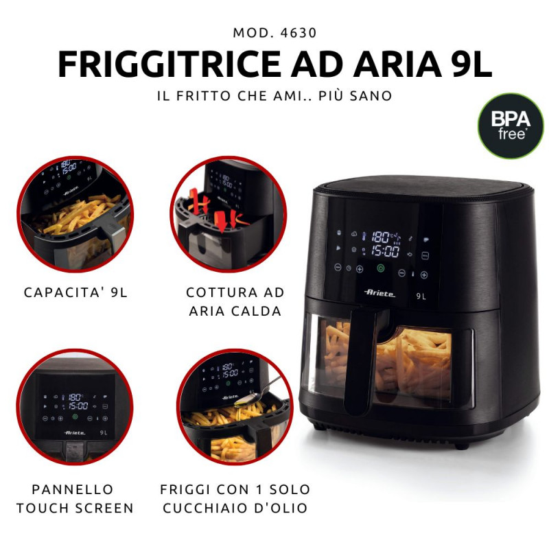 Friggitrice ad aria 9L | 4630 Ariete Nero | Ariete Store